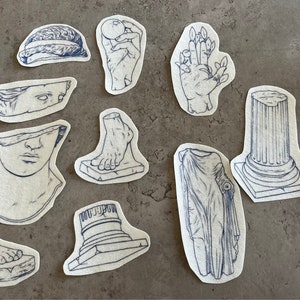 Statues Embroidery Stickers: Stick and Stitch Designs - Etsy