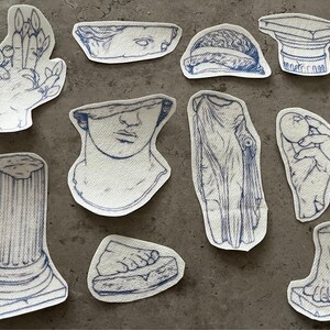 Statues Embroidery Stickers: Stick and Stitch Designs - Etsy