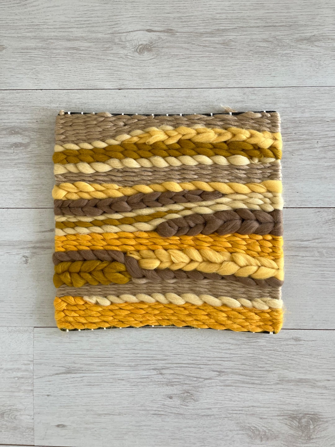 Yellow Hand Made Weaving | Square Weaving | Fiber Art | Wall Decor | - Etsy