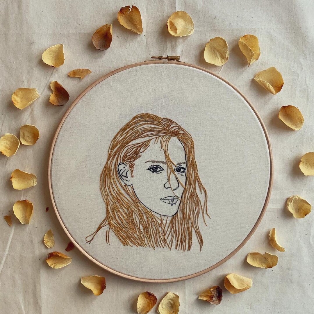 Hand-embroidered Woman Portrait, Unique Fiber Art, One-of-a-kind Wall ...