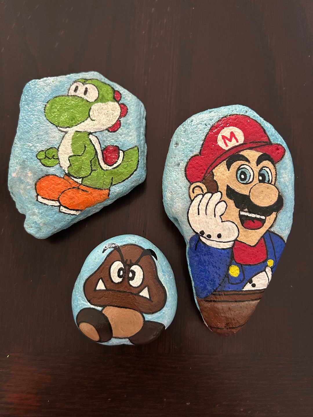 Hand Painted Super Mario and Friends Rock Set. - Etsy