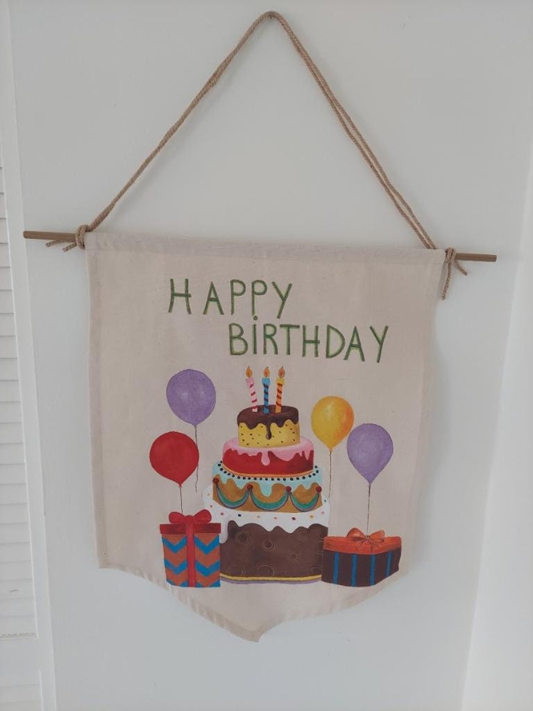 Hand Painted "happy Birthday" Wall Banner - Etsy
