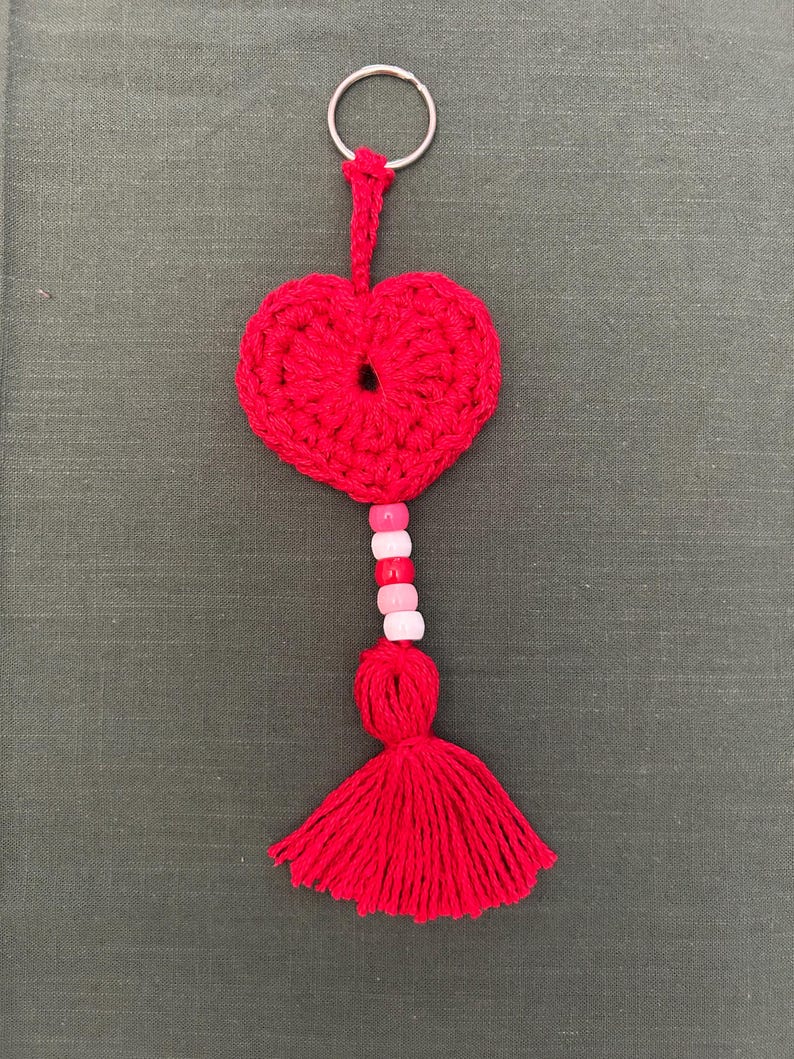 Handmade Cute Crochet Heart Keychain or Bag Charm. Perfect for ...