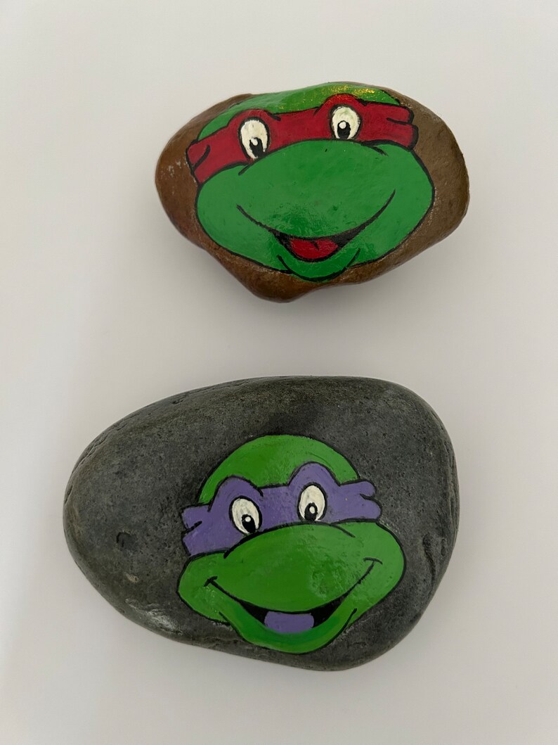 Hand Painted Teenage Mutant Ninja Turtles Rocks. Comes With All 4. - Etsy