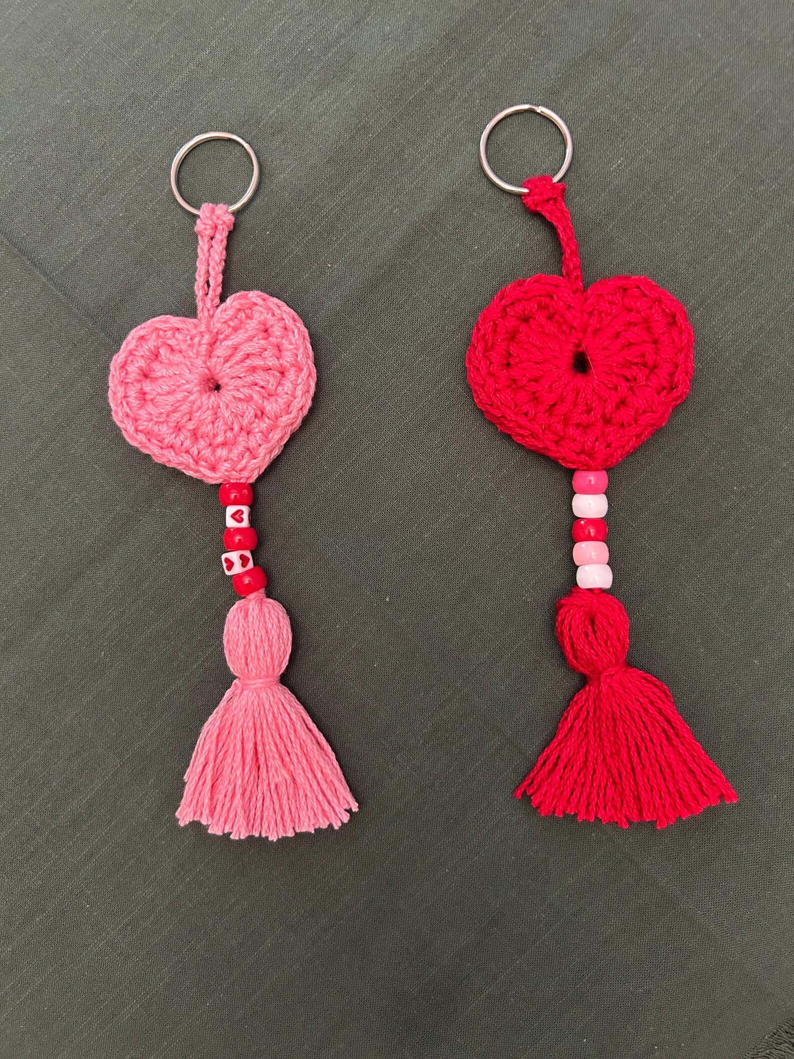 Handmade Cute Crochet Heart Keychain or Bag Charm. Perfect for ...