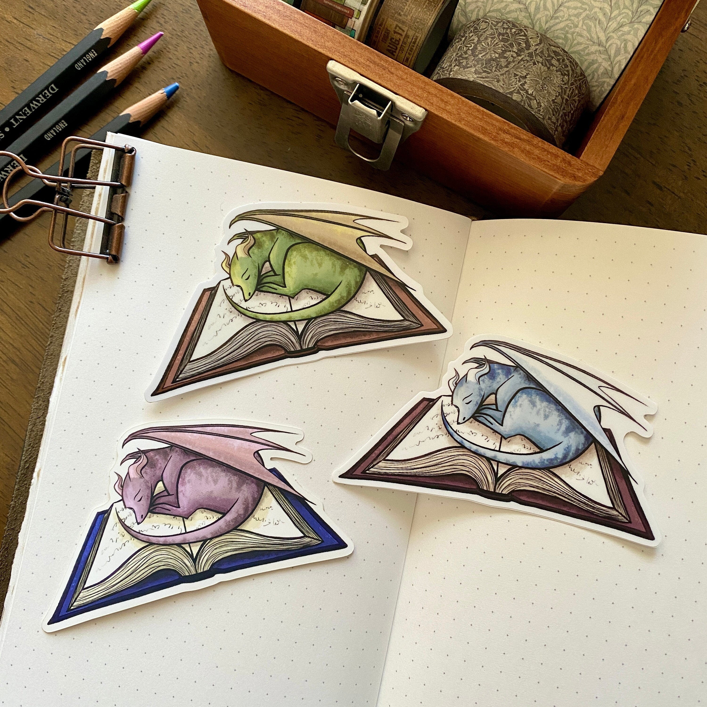 Sleeping Book Wyrm Stickers - Etsy