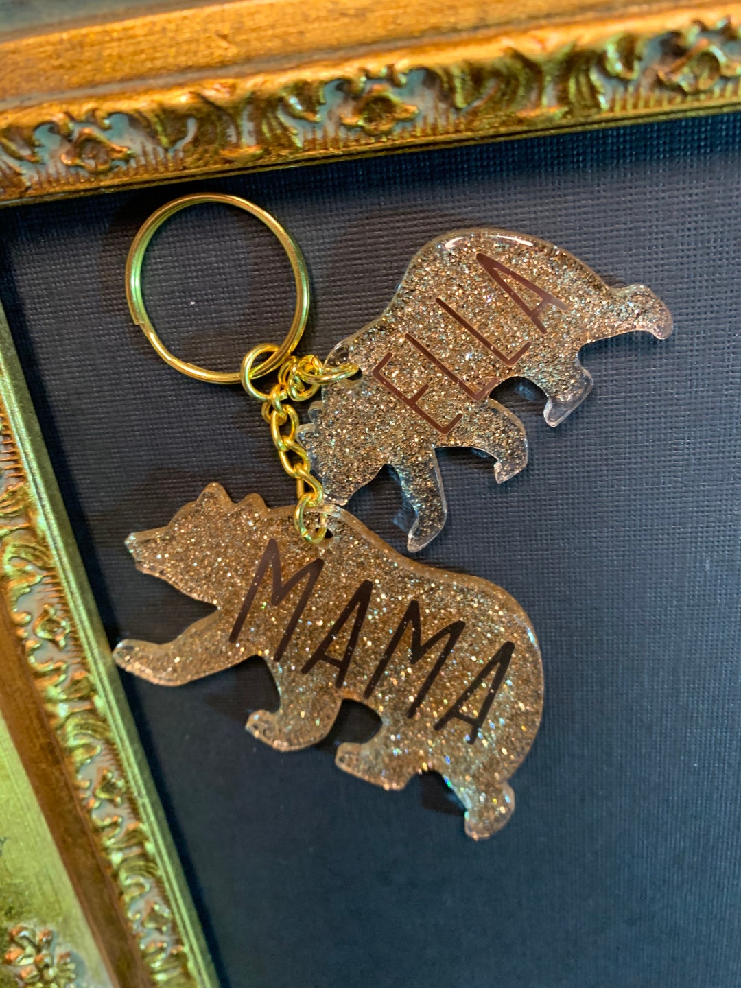Mama Bear Keychain| Custom Tassel Glitter Keychain | Gift for Mom ...