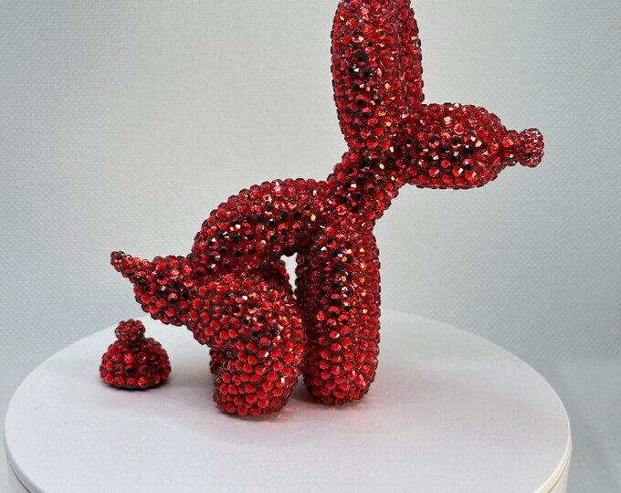 Bedazzled Red Pooping Balloon Dog Statue - Etsy