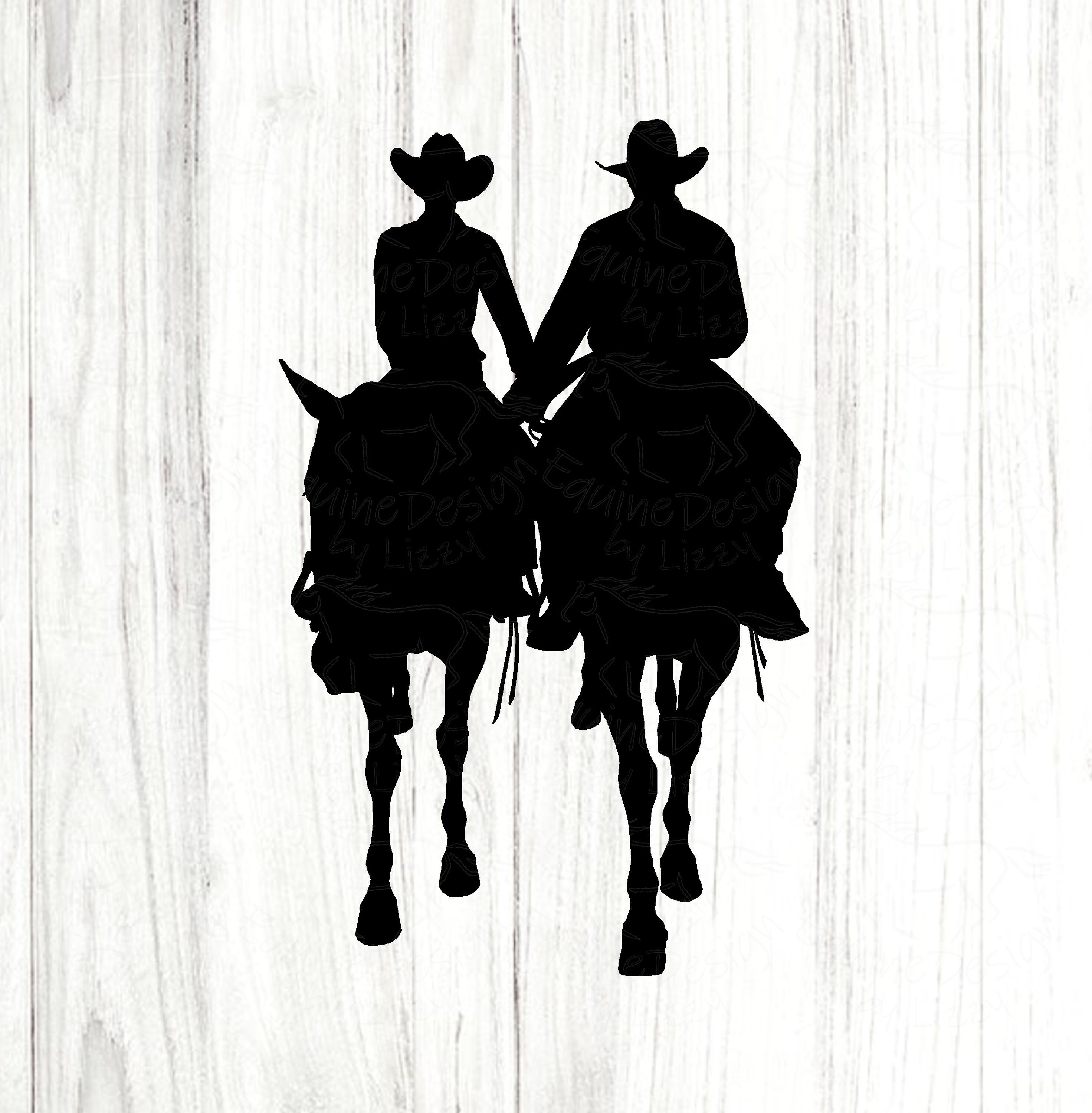 Cowboy and Cowgirl Silhouette Western Couple SVG Horseback - Etsy