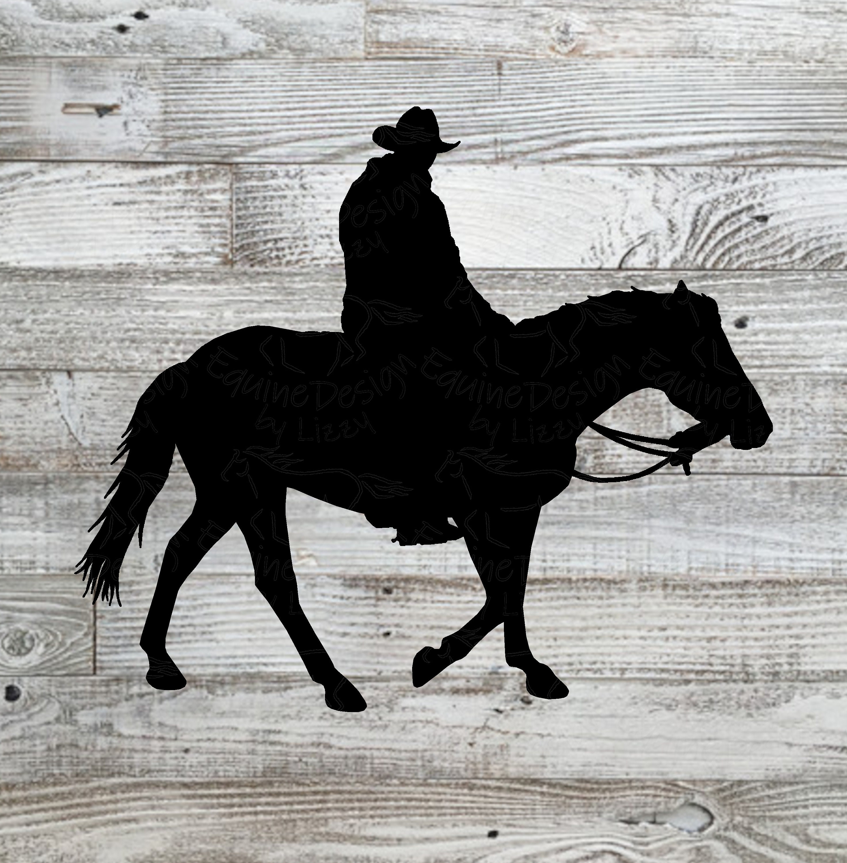 Cowboy Silhouette, Western Horse SVG, Running Horse Image, Cowboy ...