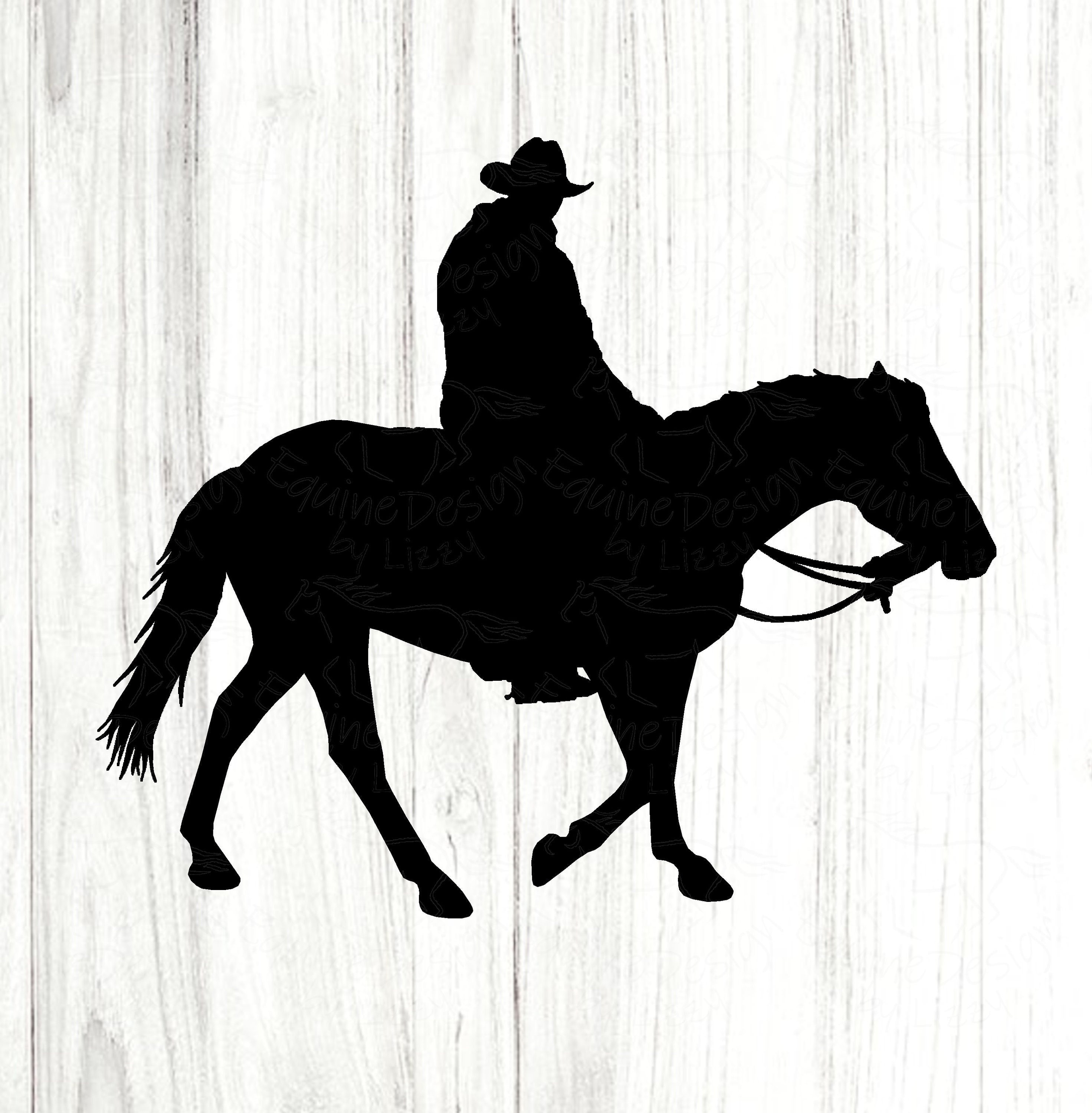 Cowboy Silhouette, Western Horse SVG, Running Horse Image, Cowboy ...