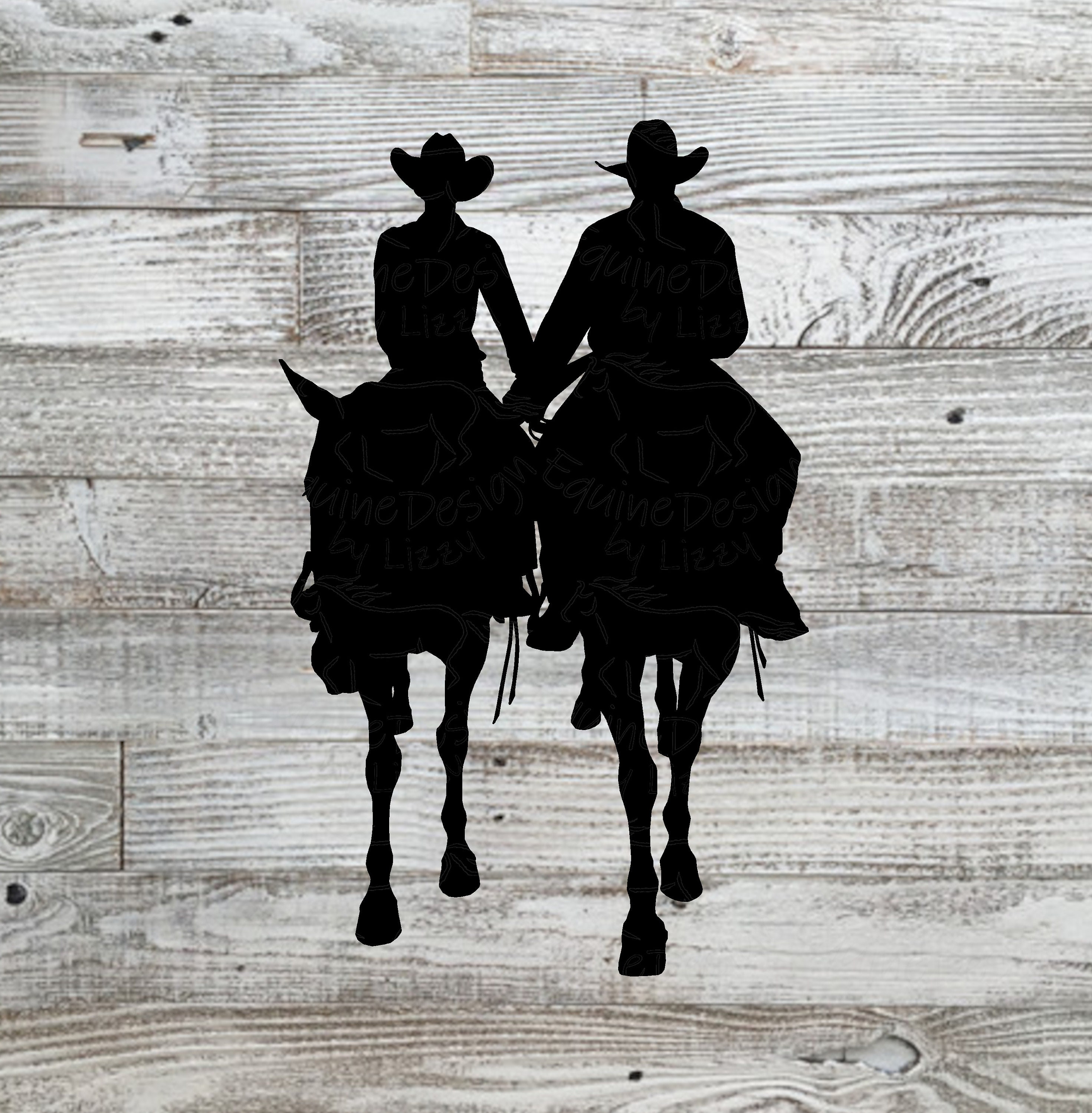 Cowboy and Cowgirl Silhouette Western Couple SVG Horseback - Etsy