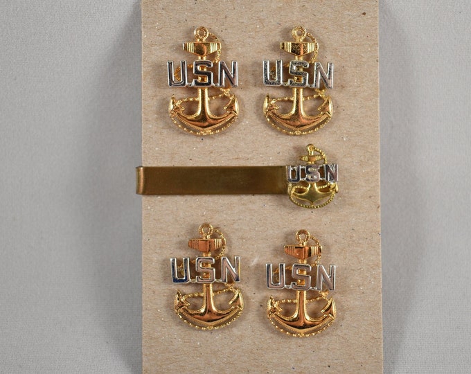 Vietnam Era US Navy Chief Petty Officer Lapel Pins and Tie Clip - Etsy