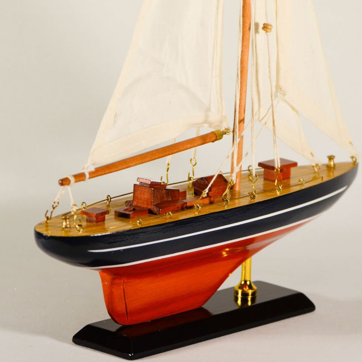 SAILING BOAT Model / Wooden Miniature Boat With Sails / Vintage Art ...