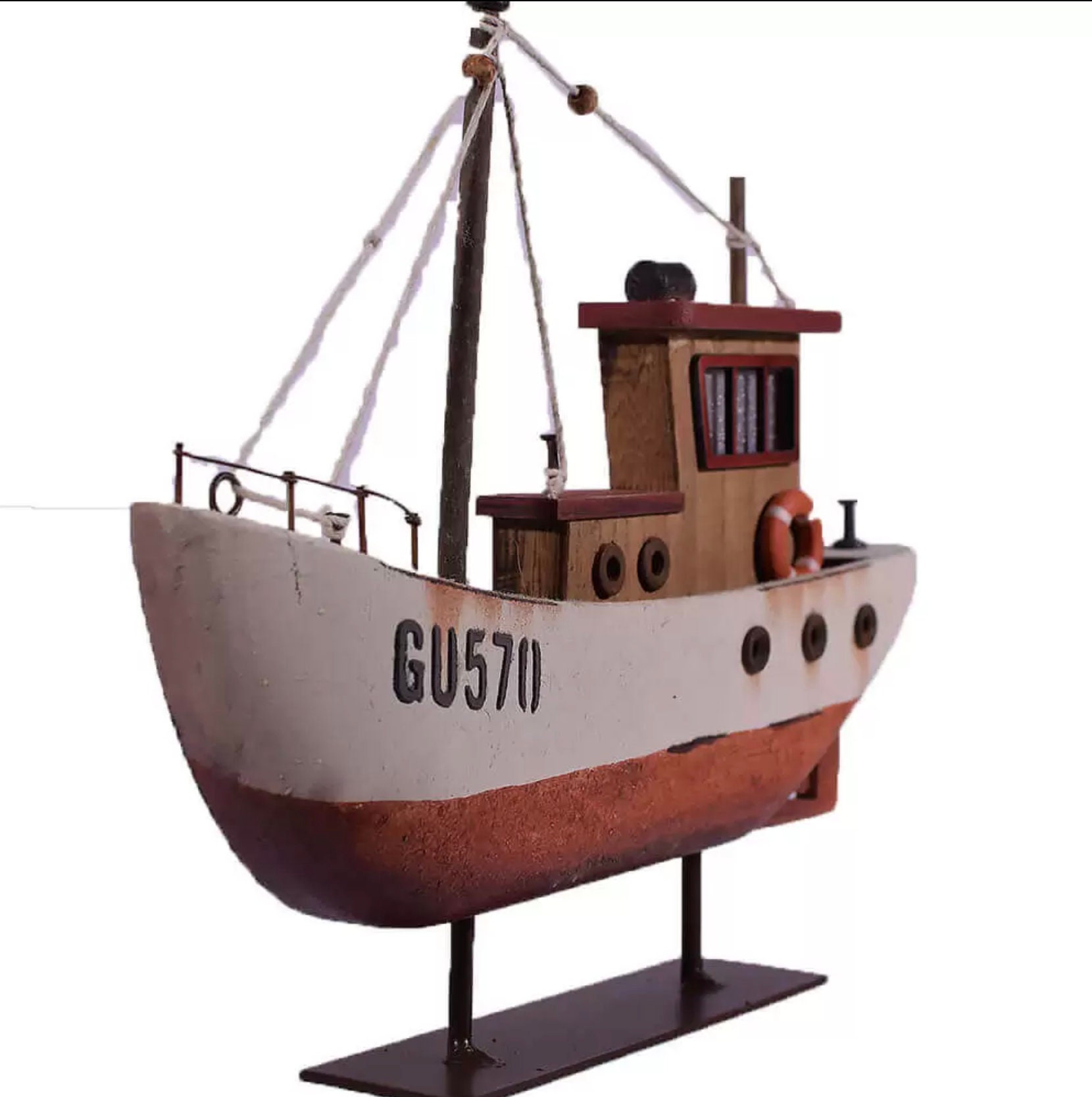 BOAT Model / Miniature Wooden Boat With LED Lights / Vintage Art ...