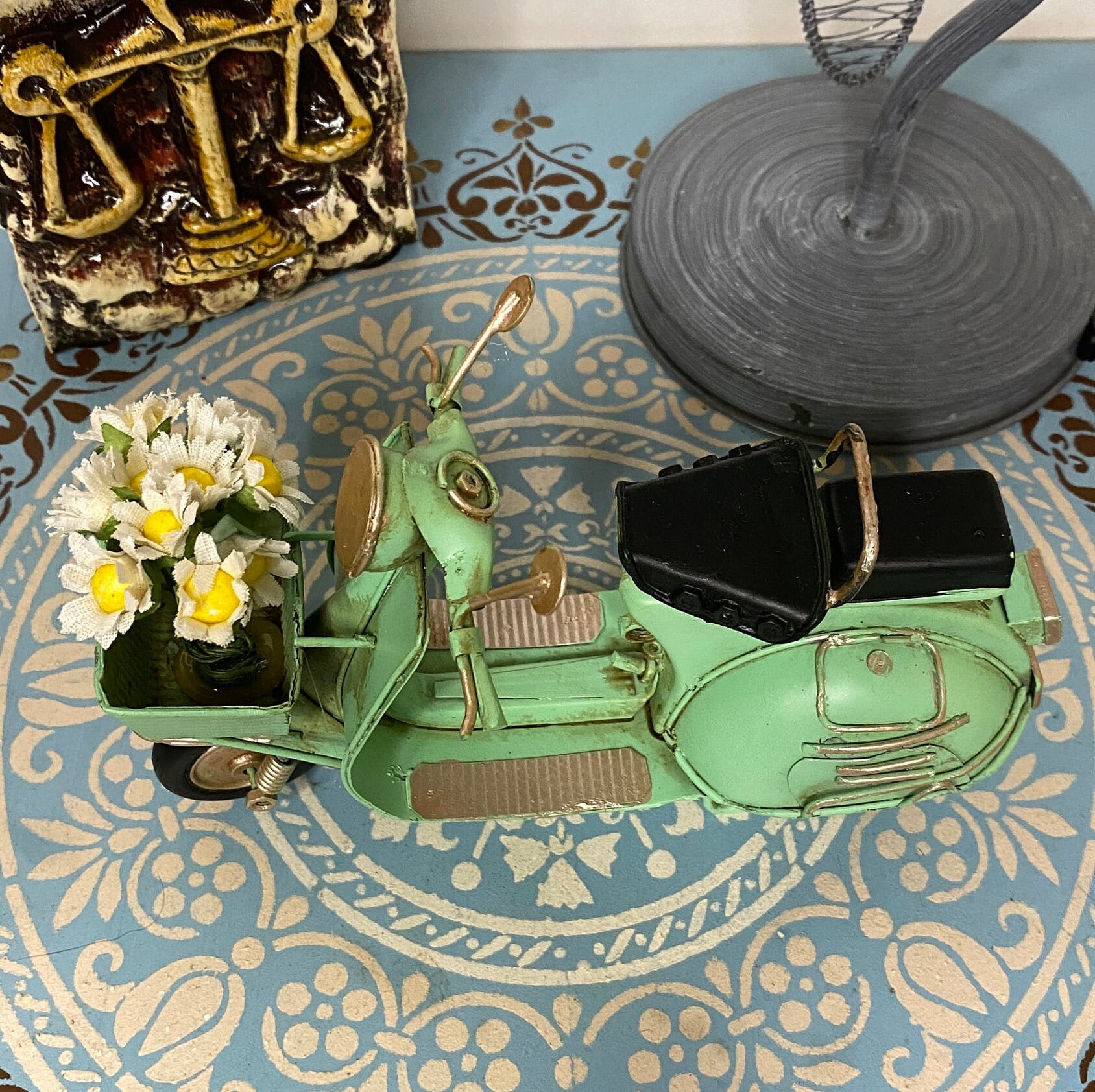 TEAL VESPA With Basket Ornament / Scooter Metal Model With - Etsy