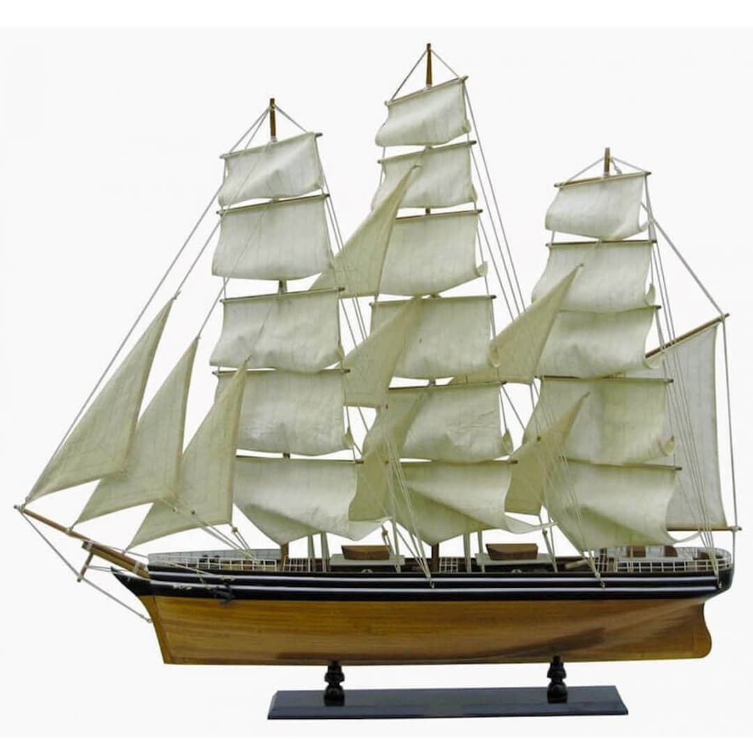 CUTTY SARK SAILBOAT Model / Wooden Miniature Boat With Sails / Vintage ...