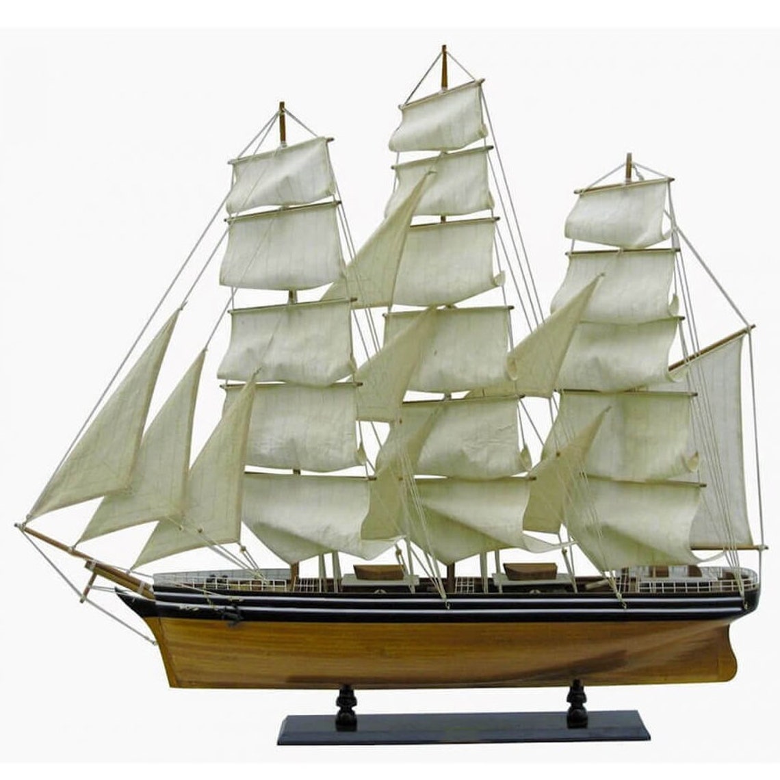 CUTTY SARK SAILBOAT Model / Wooden Miniature Boat With Sails / Vintage ...