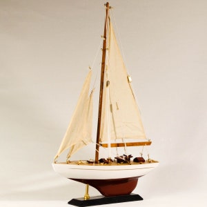 SAILING BOAT Model / Wooden Miniature Boat With Sails / Vintage Art ...