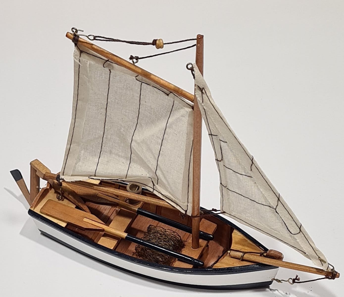 BOAT WITH SAILS Model / Wooden Miniature Boat With Paddles / Vintage ...