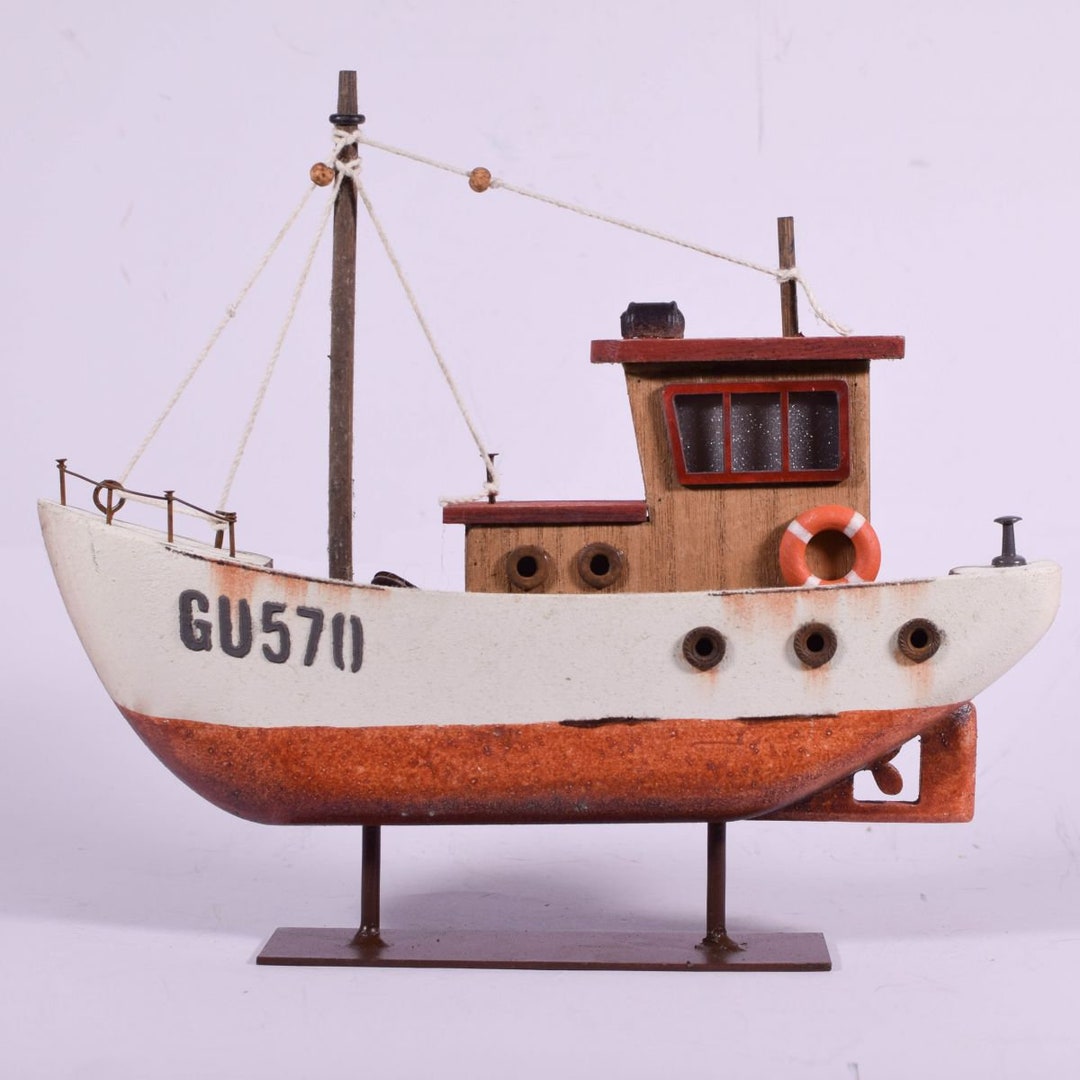 BOAT Model / Miniature Wooden Boat With LED Lights / Vintage Art ...
