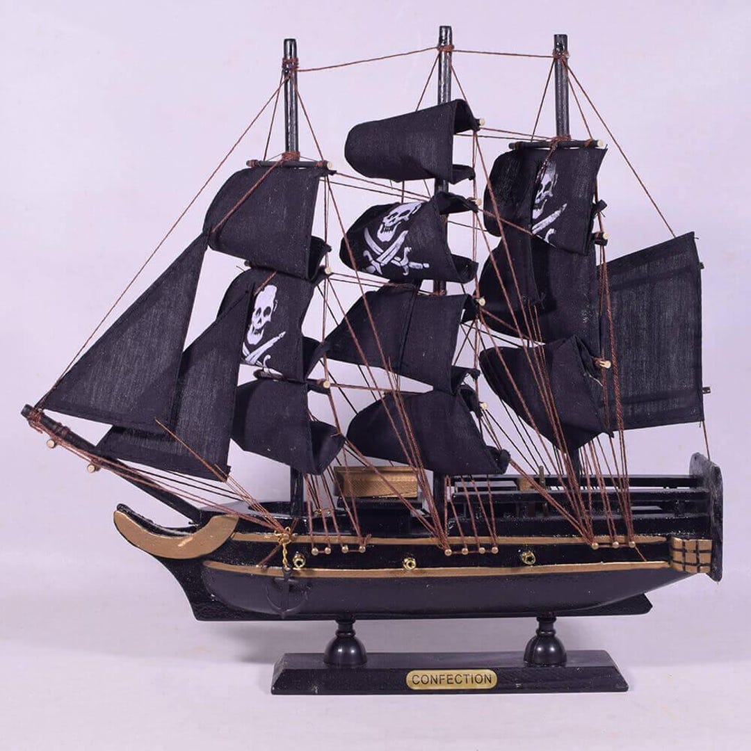 CONFECTION PIRATE SHIP Model / Wooden Miniature Sailboat / Vintage Art ...