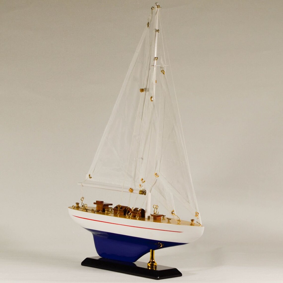 SAILING BOAT Model / Wooden Miniature Boat With Sails / Vintage Art ...
