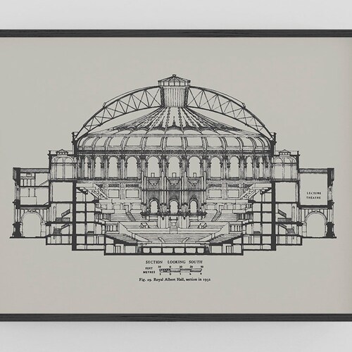 A4 Royal Albert Hall Architectural Blueprint Poster Concert - Etsy UK