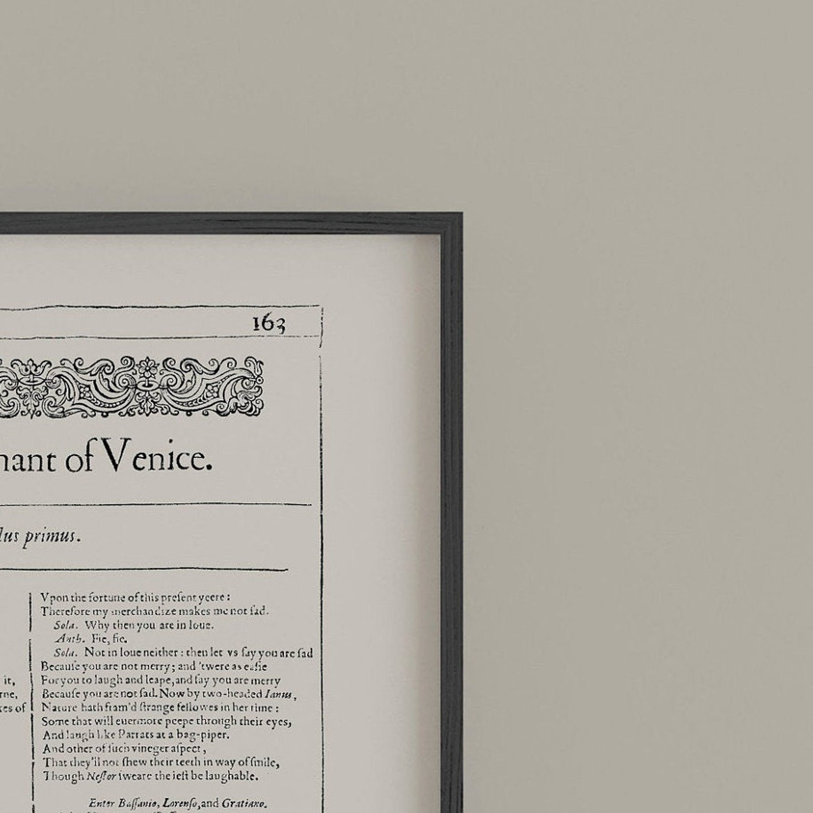 The Merchant of Venice Poster William Shakespeare First Folio | Etsy
