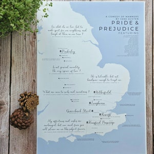 Pride and Prejudice Print - Literary Art Poster - Jane Austen Gifts ...