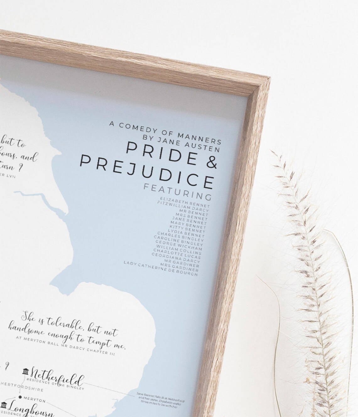 Pride and Prejudice Print Literary Art Poster Jane Austen - Etsy