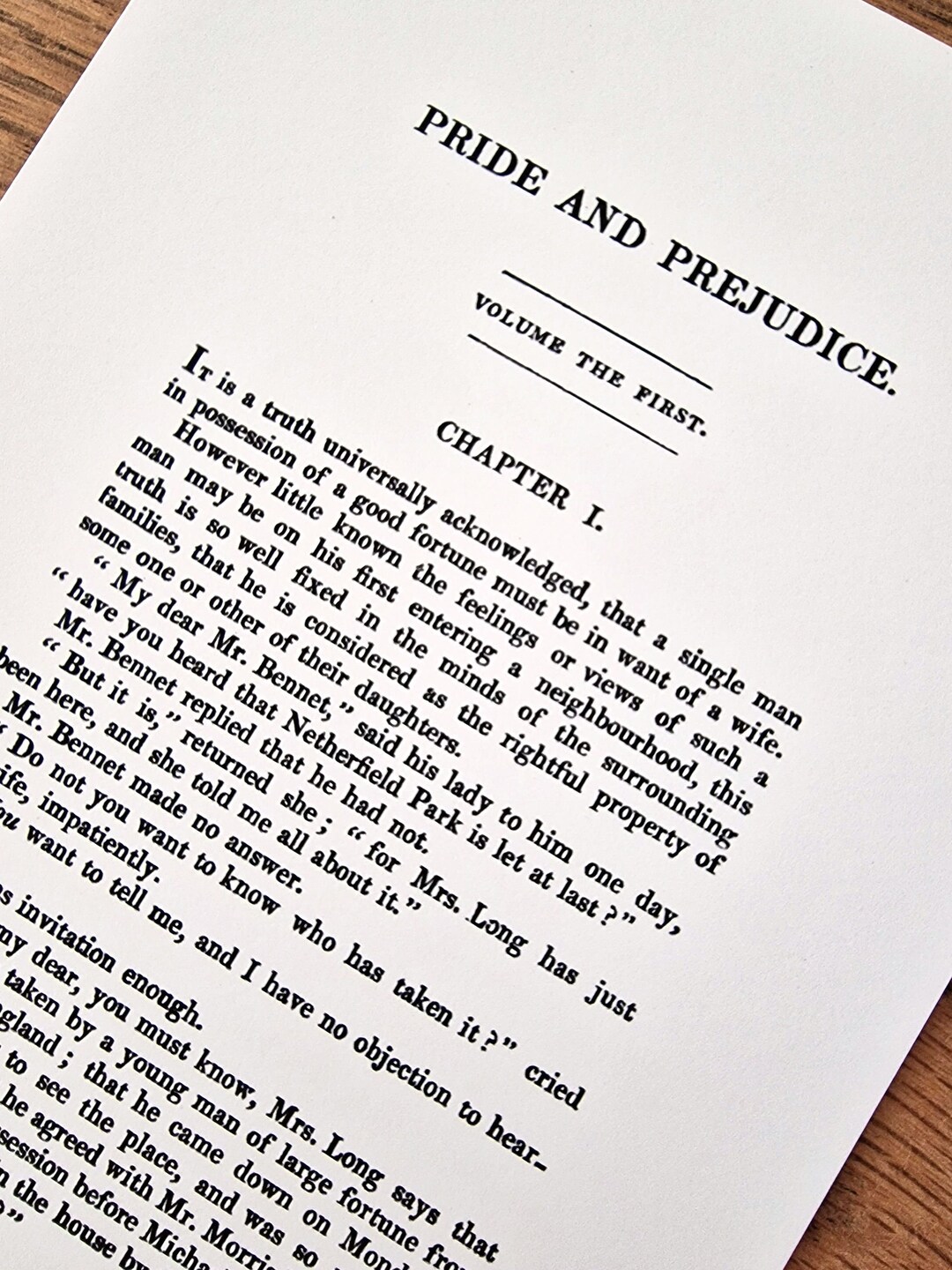 A5 Pride and Prejudice Book Page Print - Literary Decor Poster - Jane ...