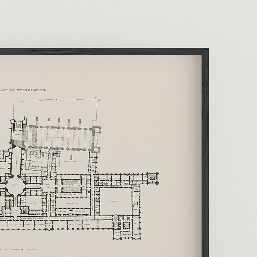 Houses of Parliament Floor Plan Art Print, Palace of Westminster ...