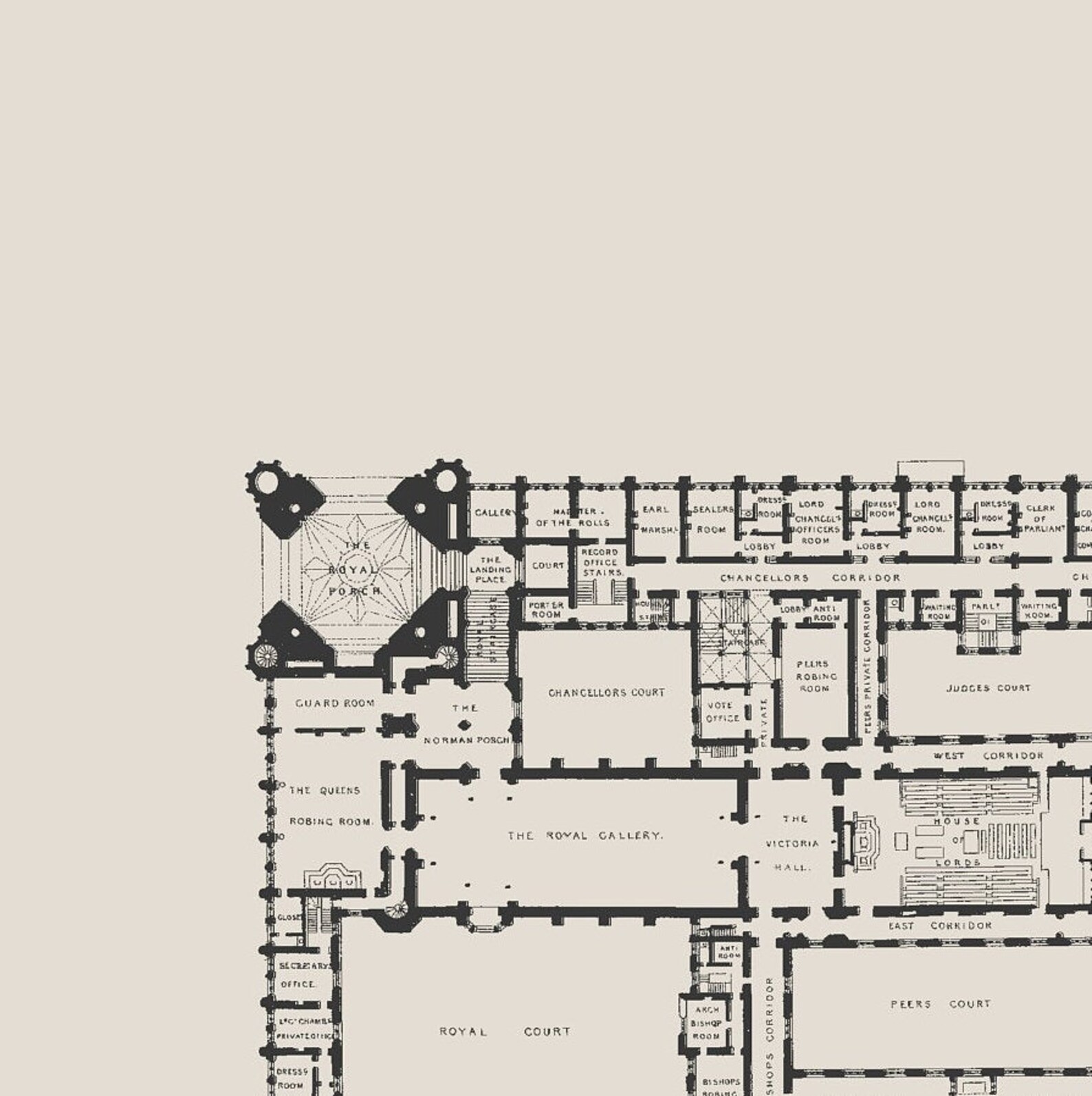 Houses of Parliament Floor Plan Art Print, Palace of Westminster ...