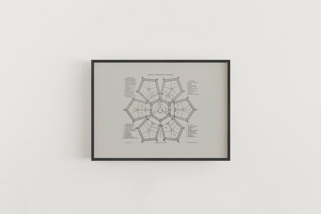 Millbank Prison Architectural Drawing Print, London Penitentiary Floor ...