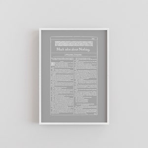 Much Ado About Nothing Print, Shakespeare First Folio, Literary Giclee ...