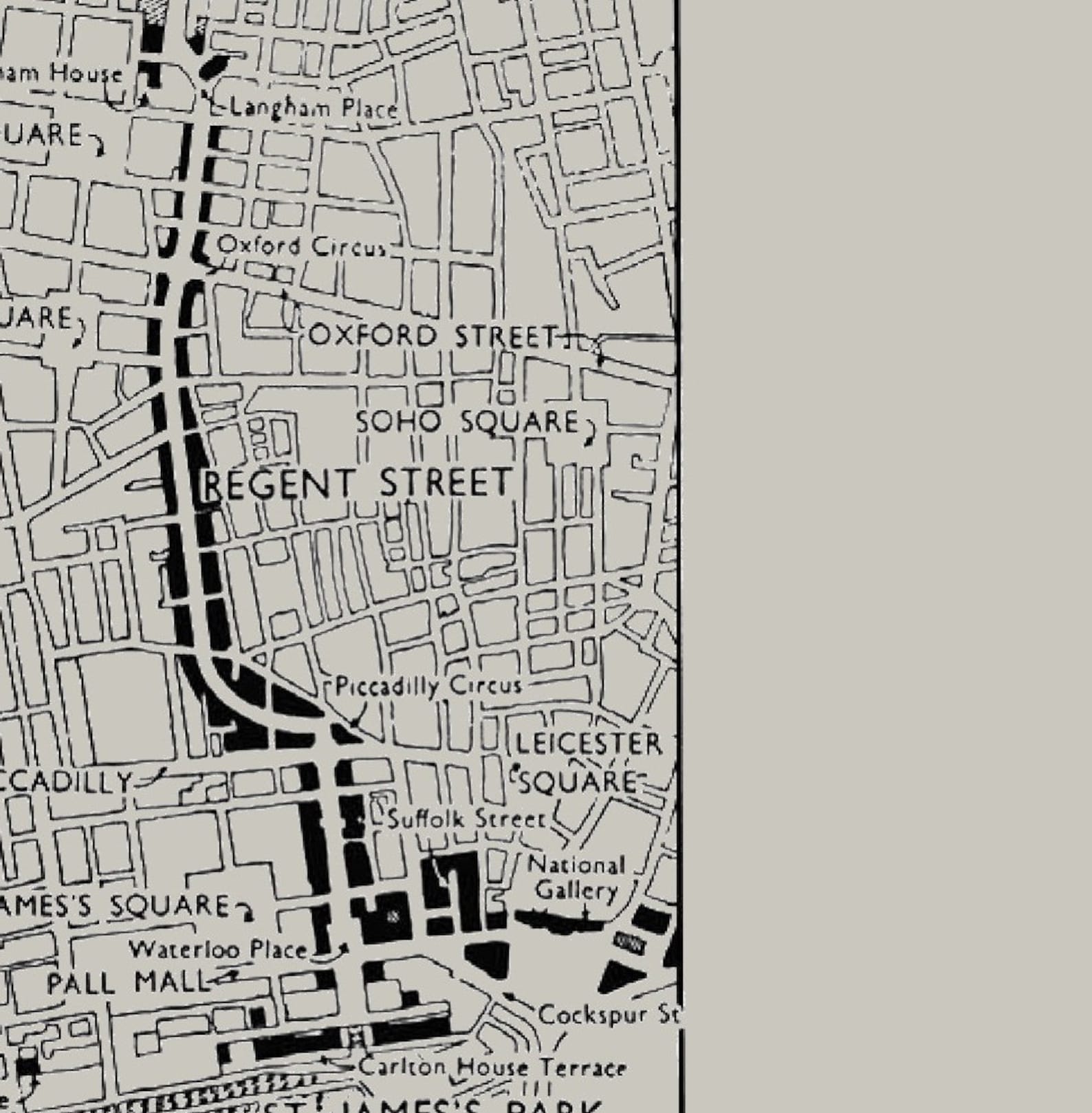 Regent's Street London Vintage Map Fine Art Print - Etsy