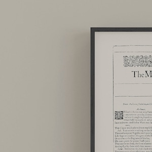 The Merchant of Venice Poster, William Shakespeare First Folio Print ...