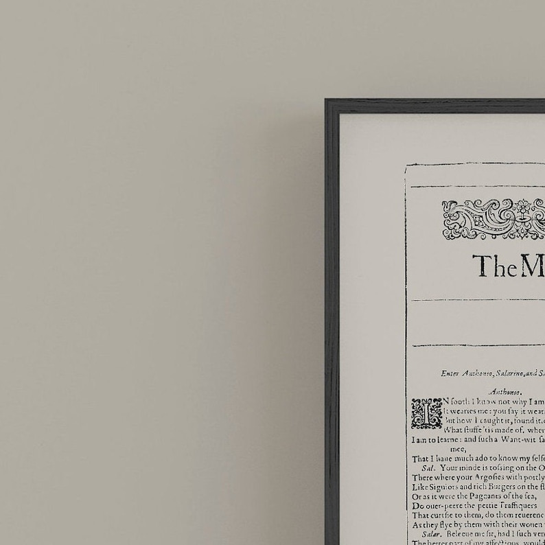 The Merchant of Venice Poster William Shakespeare First Folio | Etsy