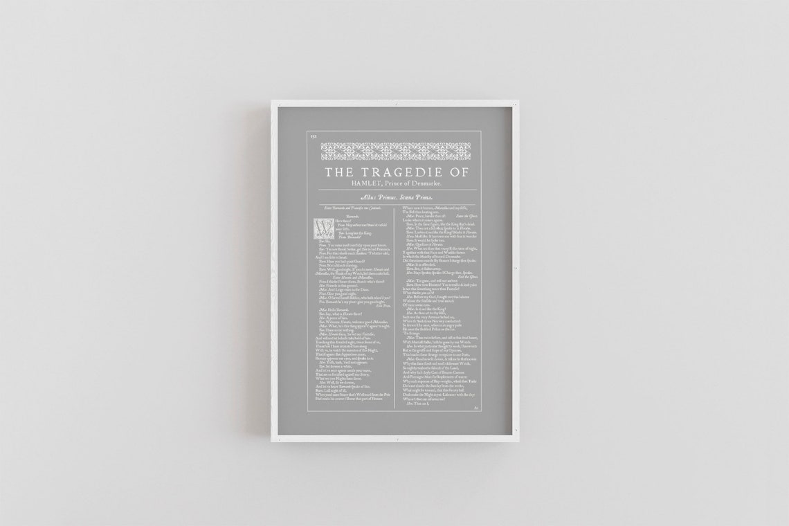 Hamlet First Folio Book Page Print William Shakespeare Fine | Etsy