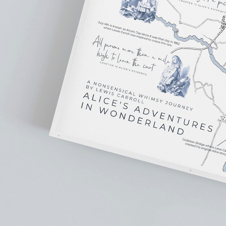 Lewis Carroll Alice's Adventures in Wonderland A4 Map - Etsy