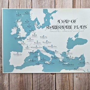 Shakespeare Literary Map Giclee Print: Play Locations & Quotes - Etsy
