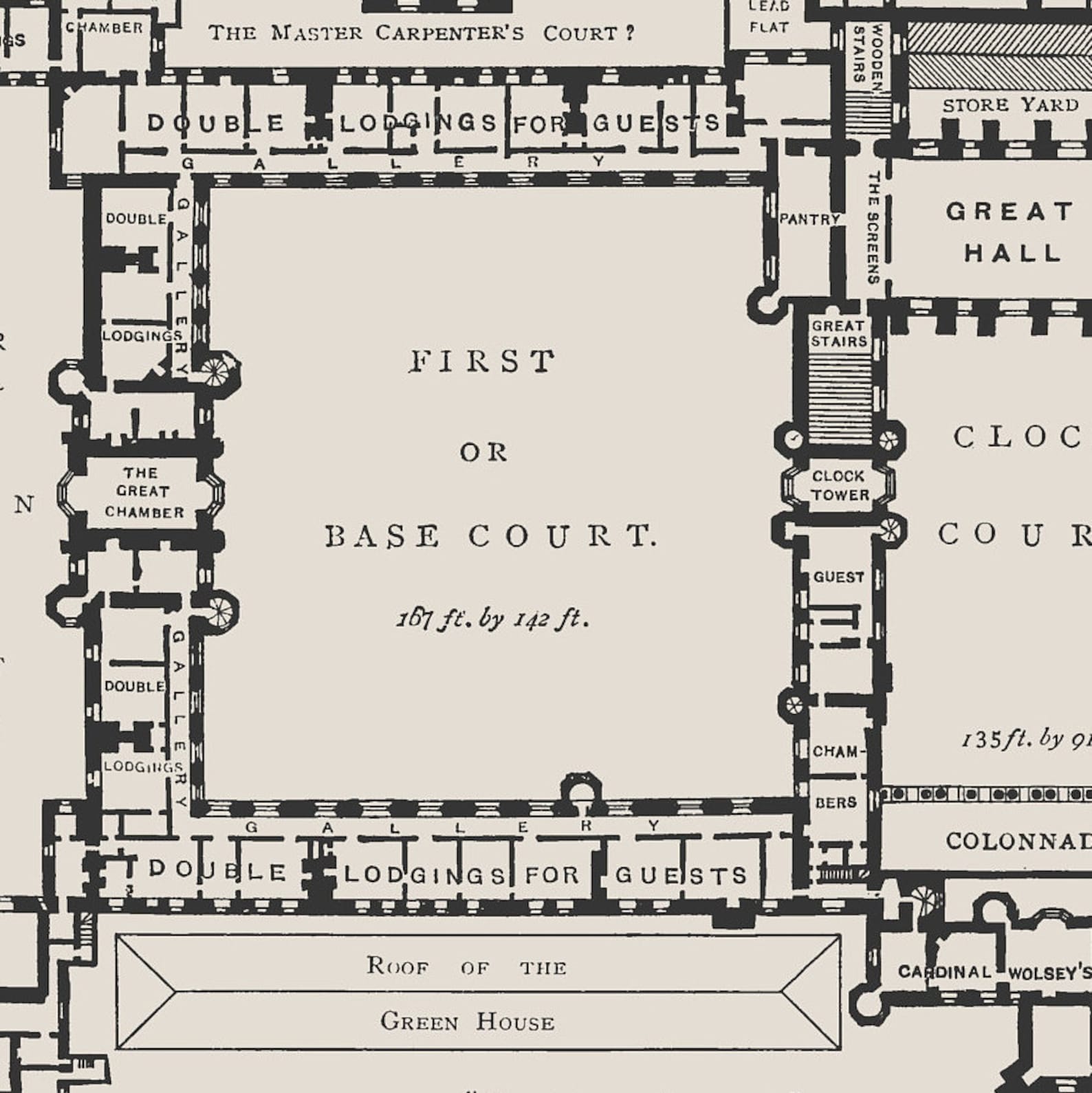 Hampton Court Palace Floor Plan Poster, King Henry VIII Art Print ...