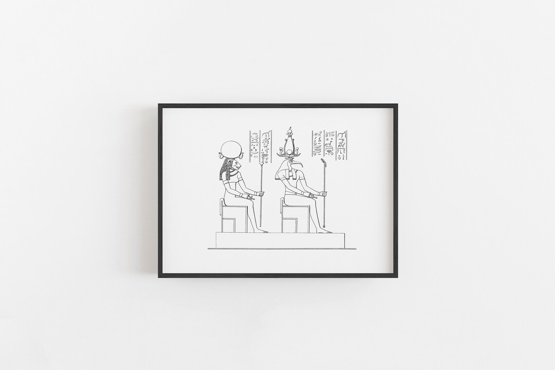 Tefnut and Thoth Ancient Egyptian Hieroglyphics Art Print - Etsy
