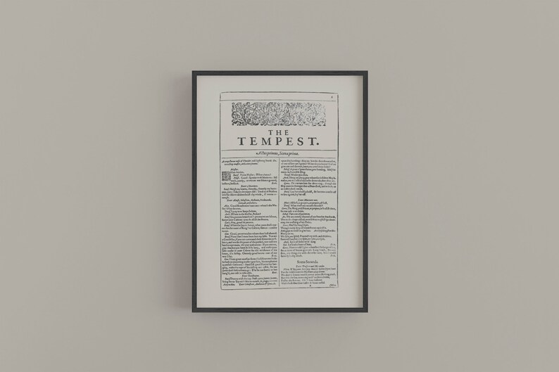 The Tempest William Shakespeare First Folio Print, Fine Art A1 A2 A3 A4 ...