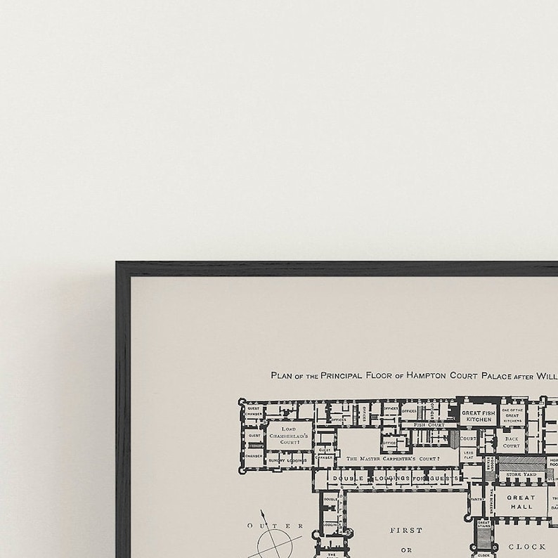Hampton Court Palace Floor Plan Poster, King Henry VIII Art Print ...