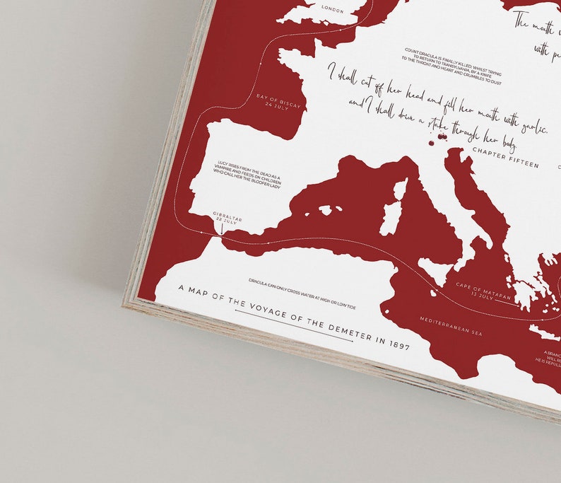 Dracula by Bram Stoker A2 A3 Print Map of the Voyage of | Etsy