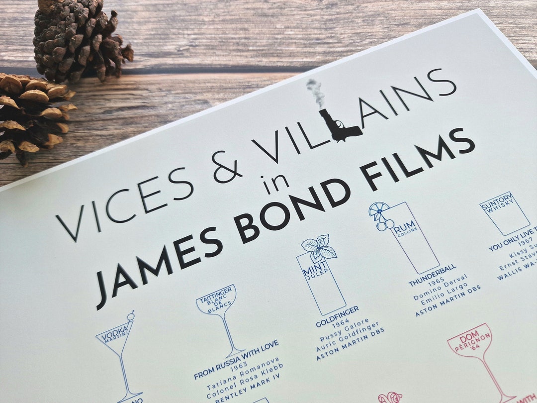 James Bond Films Poster: Vices & Villains Infographic Art Print - Etsy