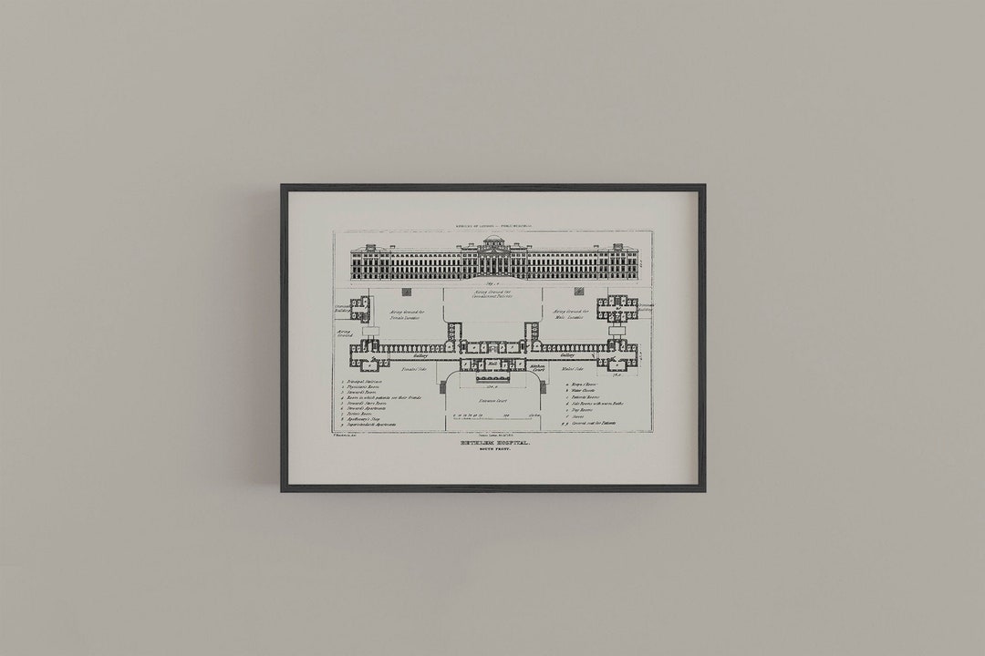 A4 Bethlem Royal Hospital Blueprint Poster, Lunatic Asylum Floor Plans ...