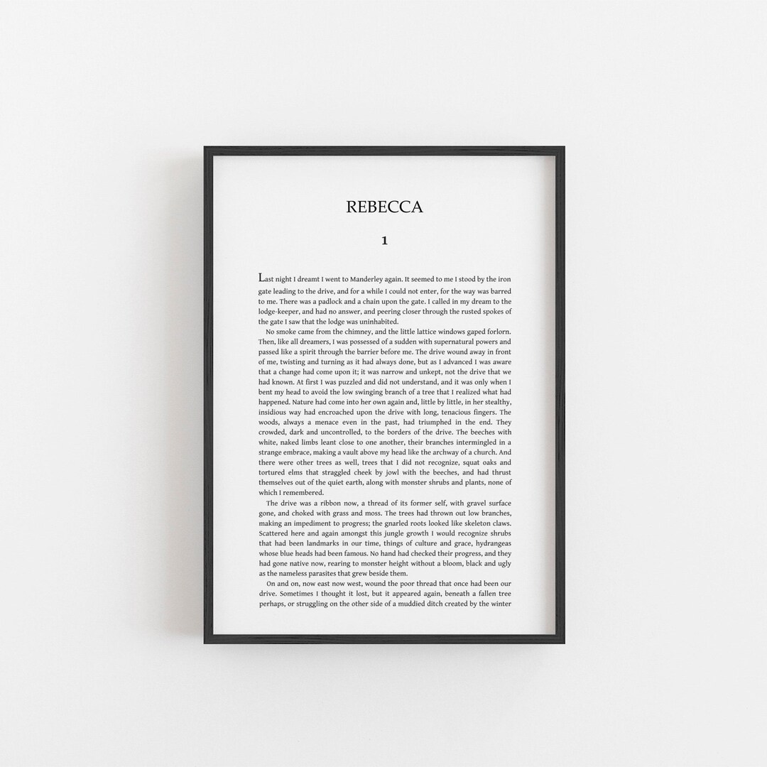 A5 Rebecca Book Page Print - Daphne Du Maurier Book Page Poster ...